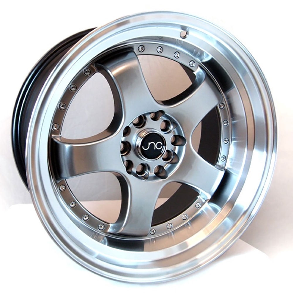JNC Wheels 18 JNC017 Hyper Black Machined Lip With Chrome Rivets Rim JNC Wheels 18 JNC017 Hyper Black Machined Lip With Chrome Rivets Rim