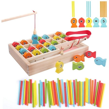 Wooden Magnetic Fishing Math Game Montessori Toys Learning Activities ...