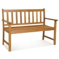 Costway, 2-Person Patio Slatted Bench, 48" Acacia Wood, Natural ...
