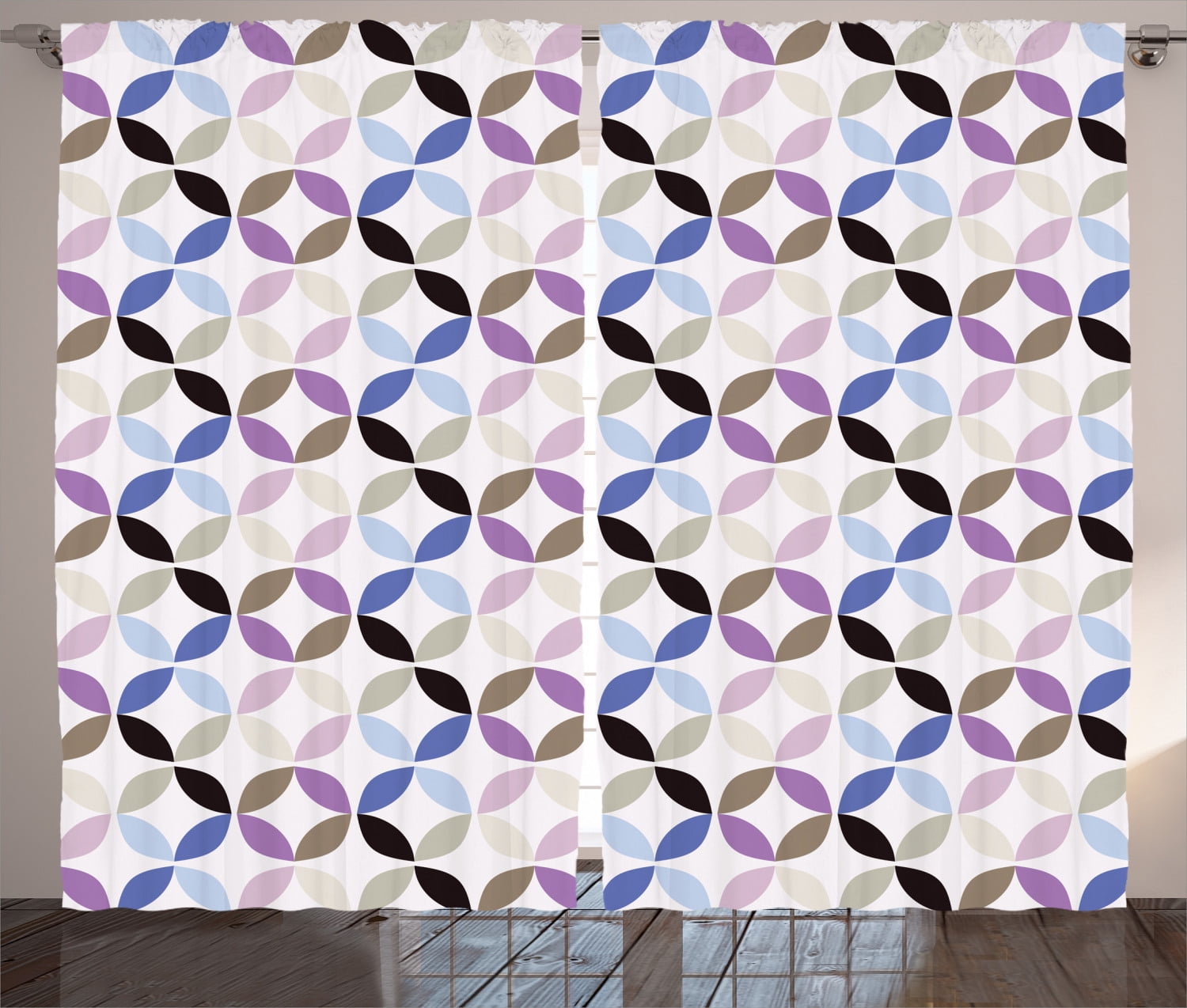 Geometric Circle Decor Curtains 2 Panels Set, New Age Style Dynamic ...