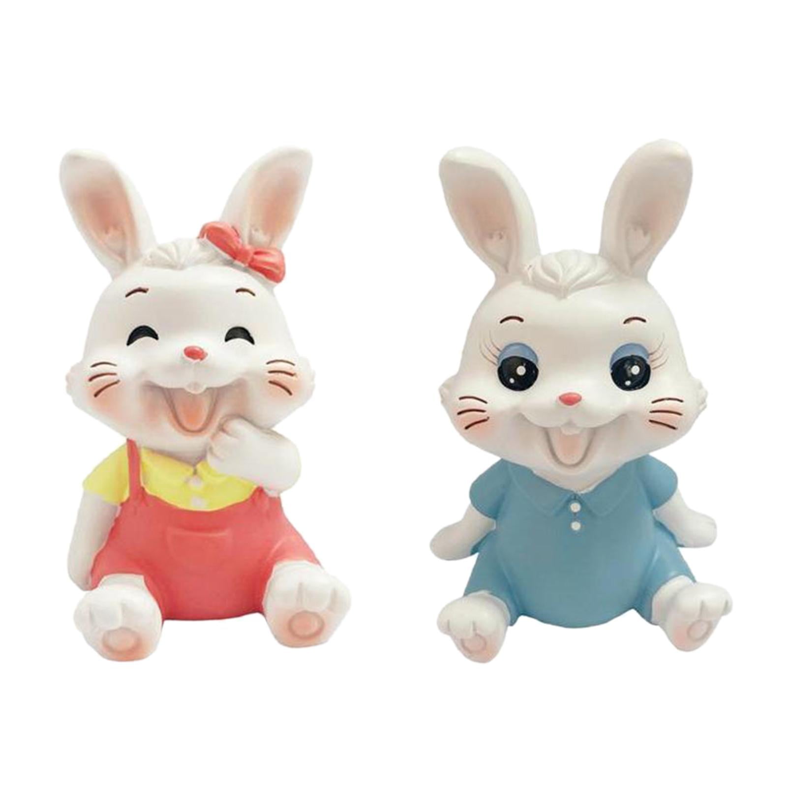 2x Rabbit Statue Small Rabbit Figurine Collection for Shelf Desktop ...