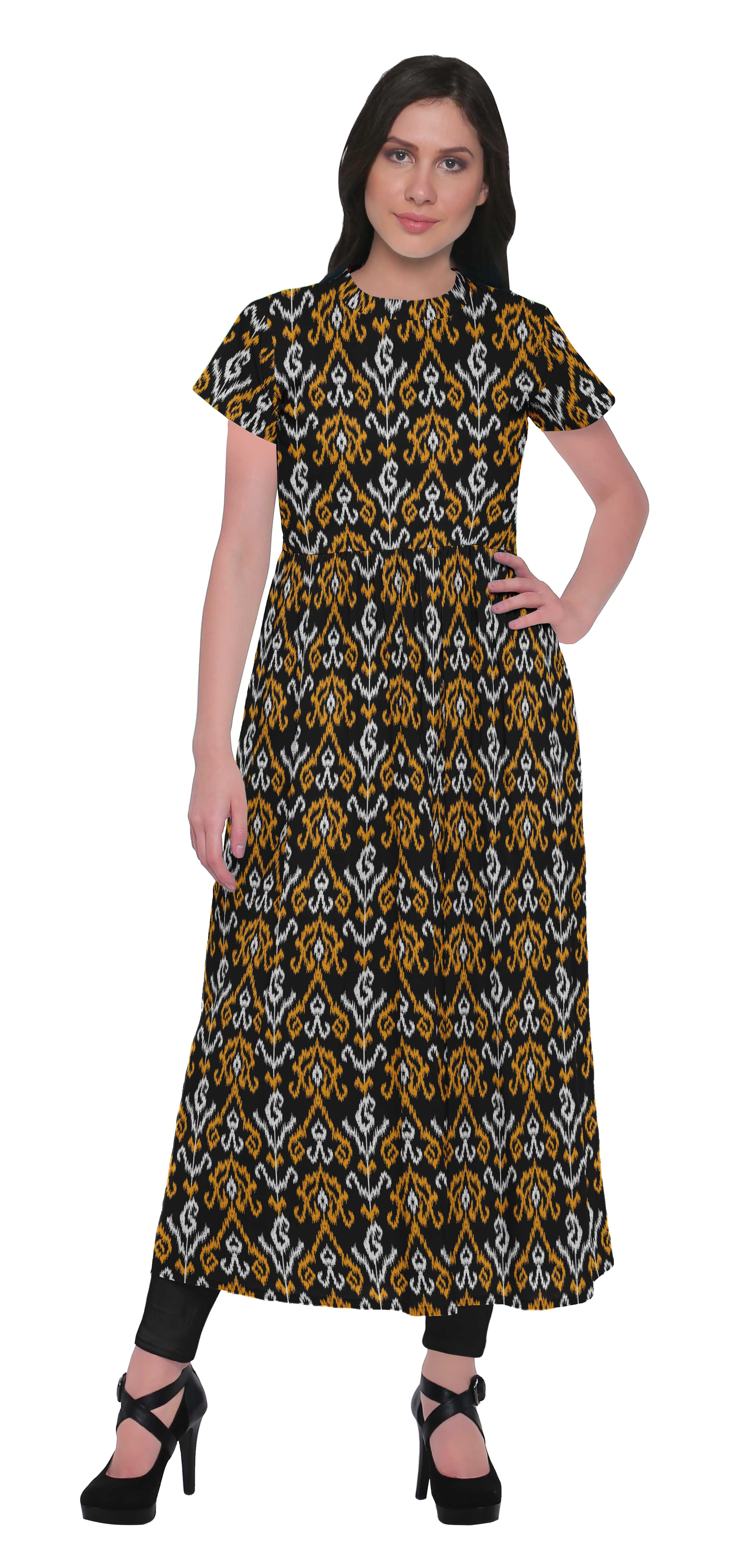 Moomaya Cotton Front Slit Kurtis For Women Printed Long Kurti Dress ...