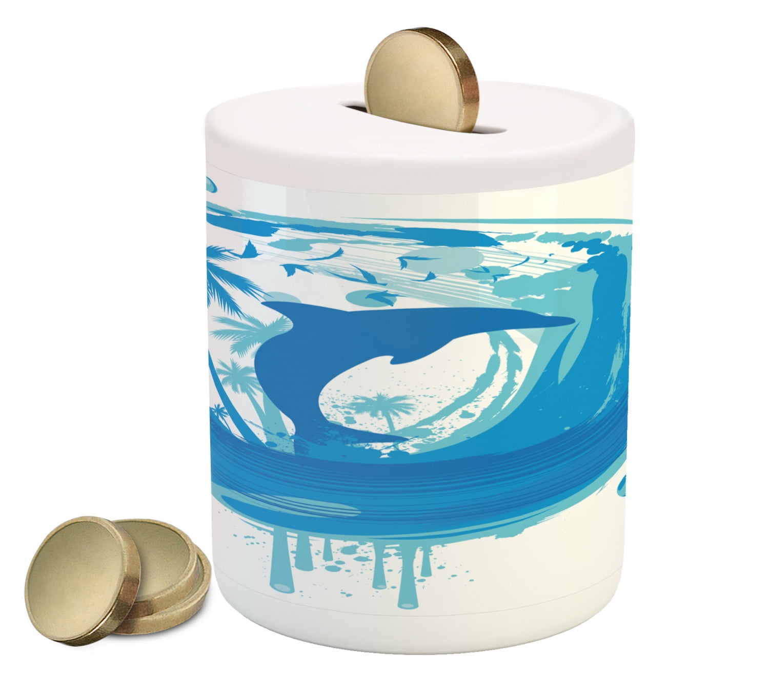 Dolphin Piggy Bank, Tropical Theme Maritime Image Ocean Inspired Image ...