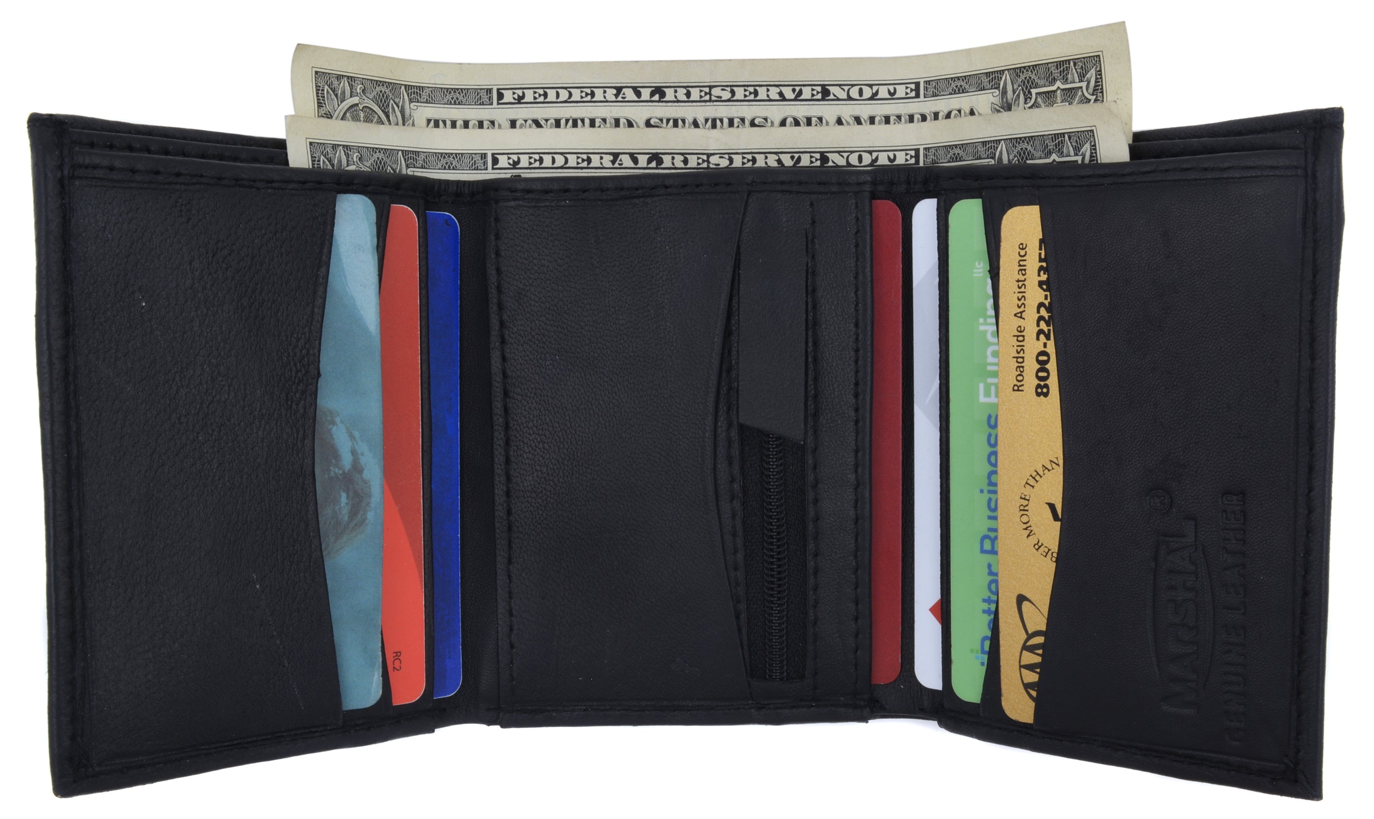 Trifold Lamb Leather Wallet W/Removable ID attached W/Hook and Loop ...