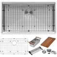 Ruvati RVH8303 33 in. 16 Gauge Single Bowl Workstation Ledge Rounded ...