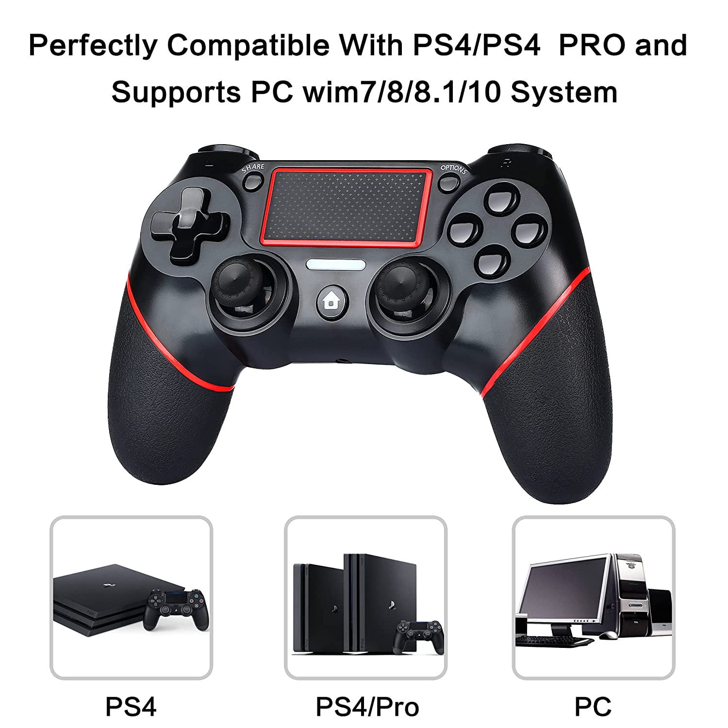 Buy Wireless Game Controller for PS-4/Slim/Pro with LED Indicator Gamepad Remote Joystick Online ...