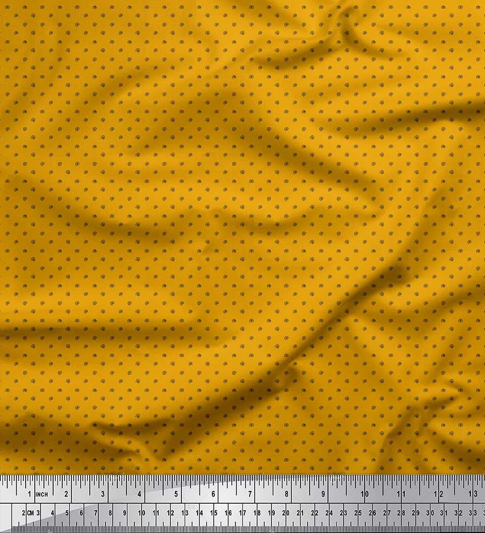 Soimoi Gold Poly Georgette Fabric Spiral & Stripe Geometric Decor ...