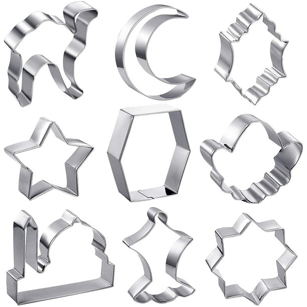 9 Pieces Eid Mubarak Cookie Cutters Eid Ramadan Biscuit Molds DIY ...