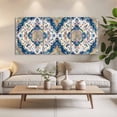 Boho Tribal Canvas Wall Art 3 Panels, Retro Style Flowers Framed Wall ...