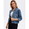 DARING DIVA Women's Cropped 3/4 Sleeve Button Down Washed Denim Jacket ...