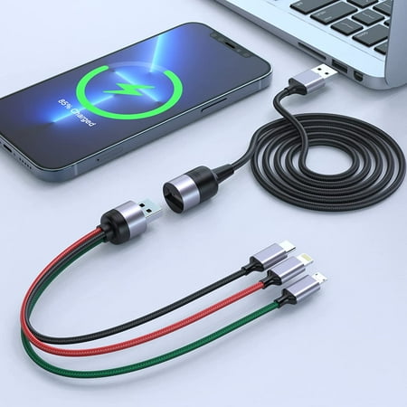 Multi 3 in 1 USB Extension Charging Cable (0.99FT Multi Charging Cable+ ...