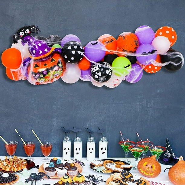 XYCCY Set of Happy Halloween Balloons Arch Garland Decoration, Colorful Balloons with Spider ...