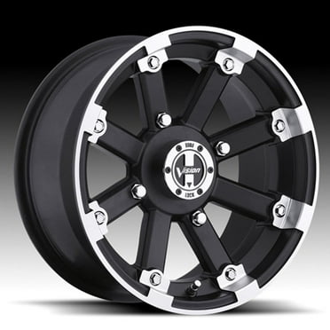 12x8 Vision 393 Lockout Matte Black Mach Lip UTV Wheel 4x110 (-61mm ...