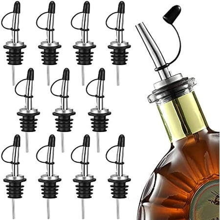 12 Pack, Stainless Steel Liquor Pourers with Rubber Dust Caps - Classic ...