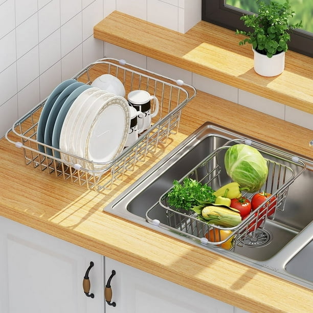 Rejilla de drenaje retráctil para fregadero de cocina para secar platos ...