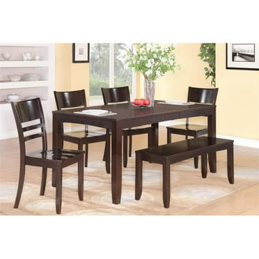 East West Furniture WEST7-BLK-W 7PC Weston Rectangular Dining Table and ...