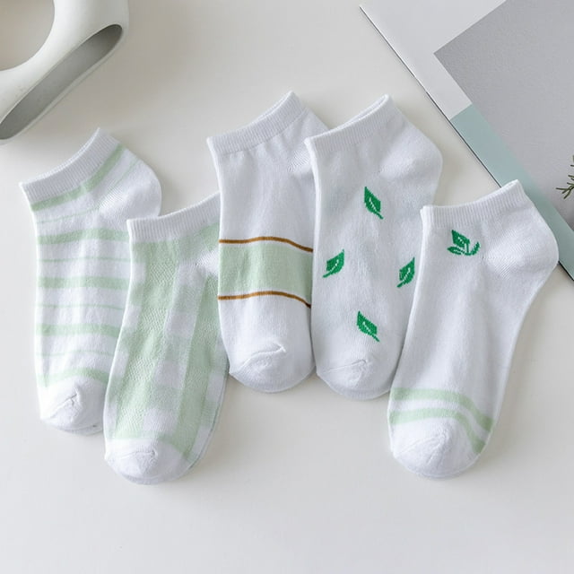 Kelon Socks On Sale Lady Short Socks 5 Pairs Print Socks For Women Men ...