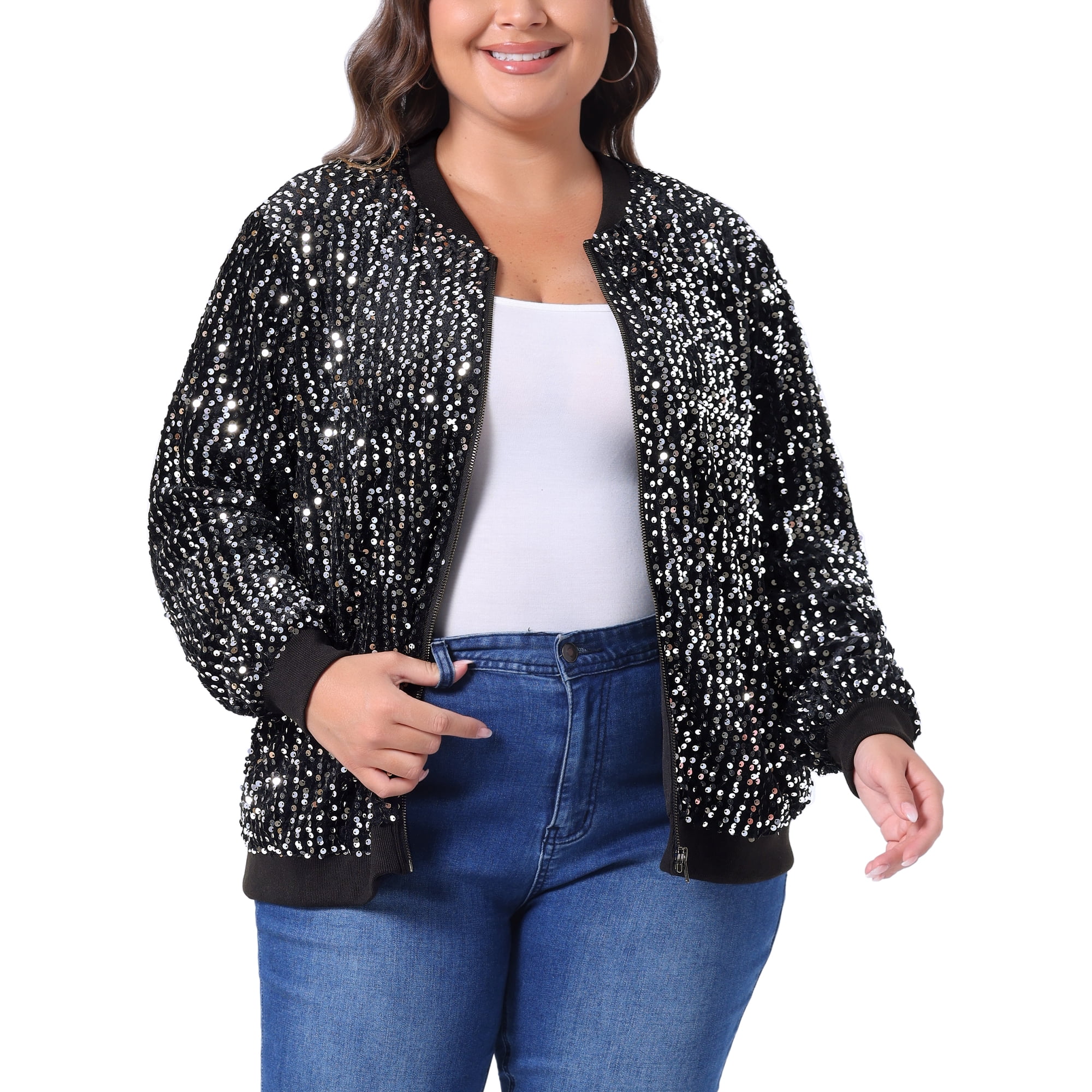 Click here for Grace & Grandeur Womens Plus Size Sequin Jacket Sp... prices