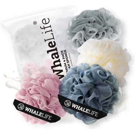 XICEN Bath Loofahs Sponge 4 Pack Body Scrubber for Men and Women, Big ...