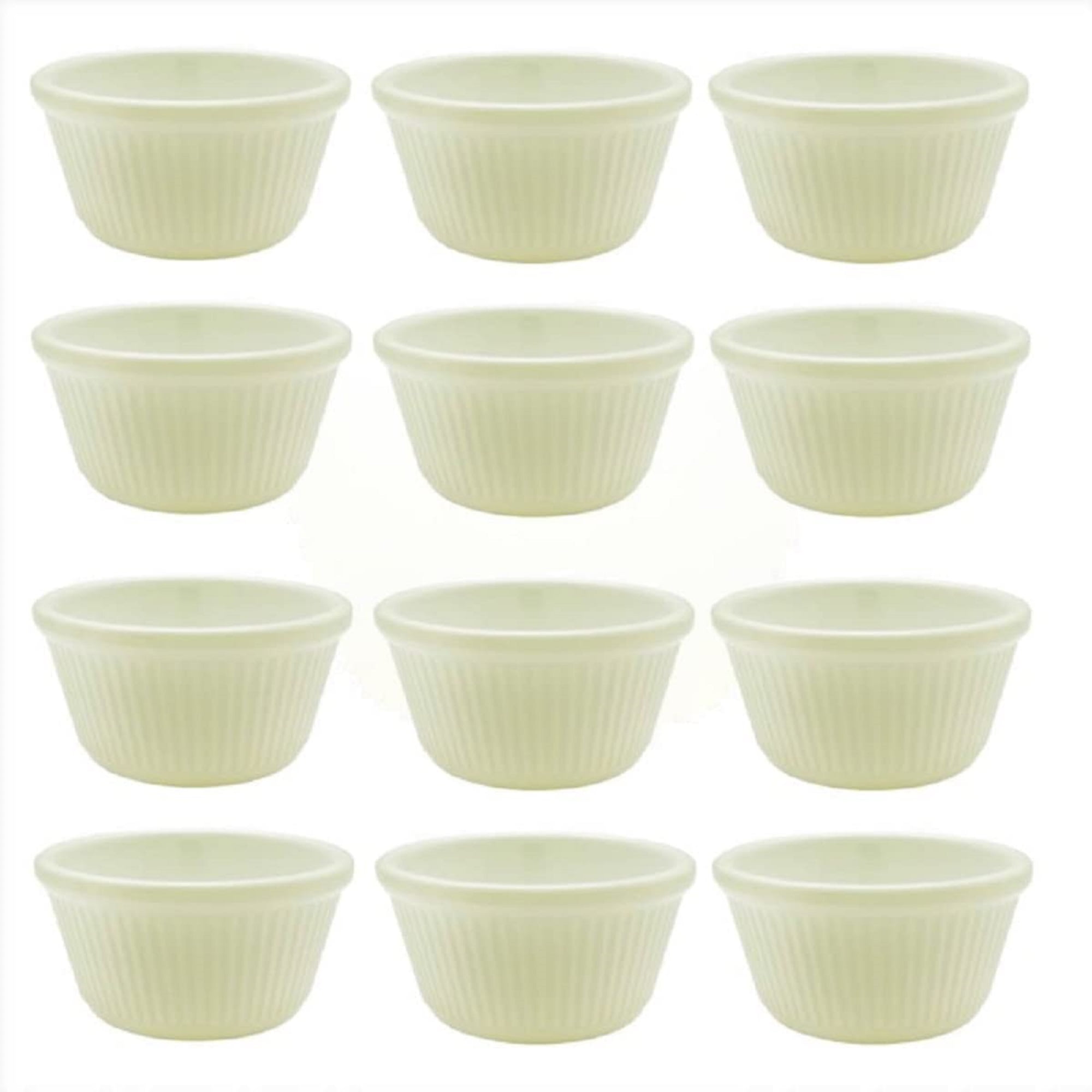 Truecraftware – Set of 12- Fluted Ramekin 4 oz. Bone Color Melamine ...