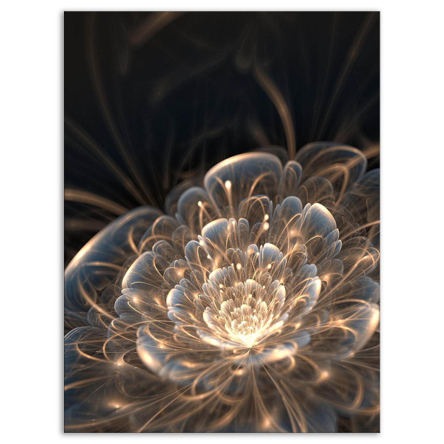 Click here for Designart Fractal Flower With Golden Rays Canvas W... prices