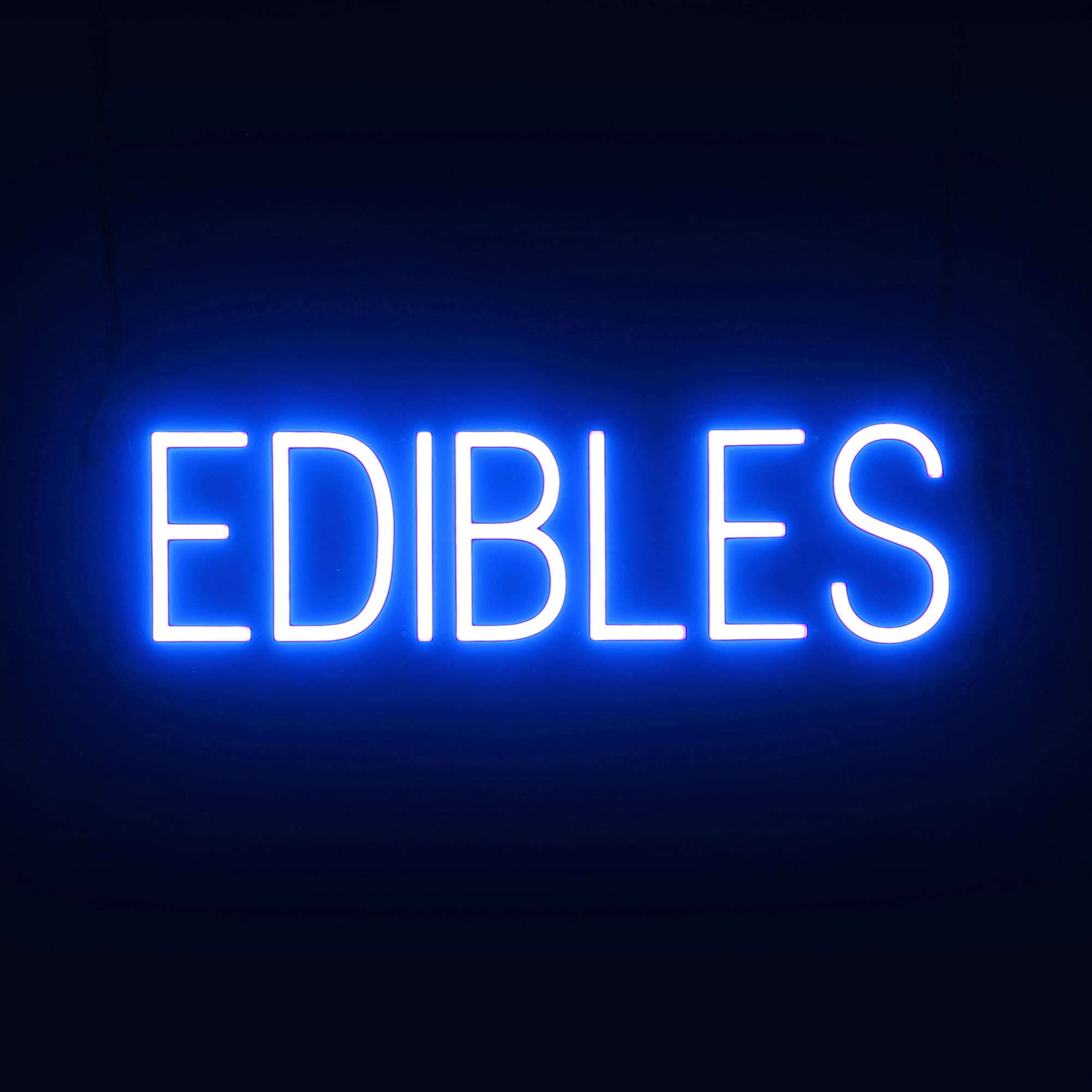 SpellBrite EDIBLES LED Sign for Business. 23.8" x 6.3" Blue EDIBLES ...