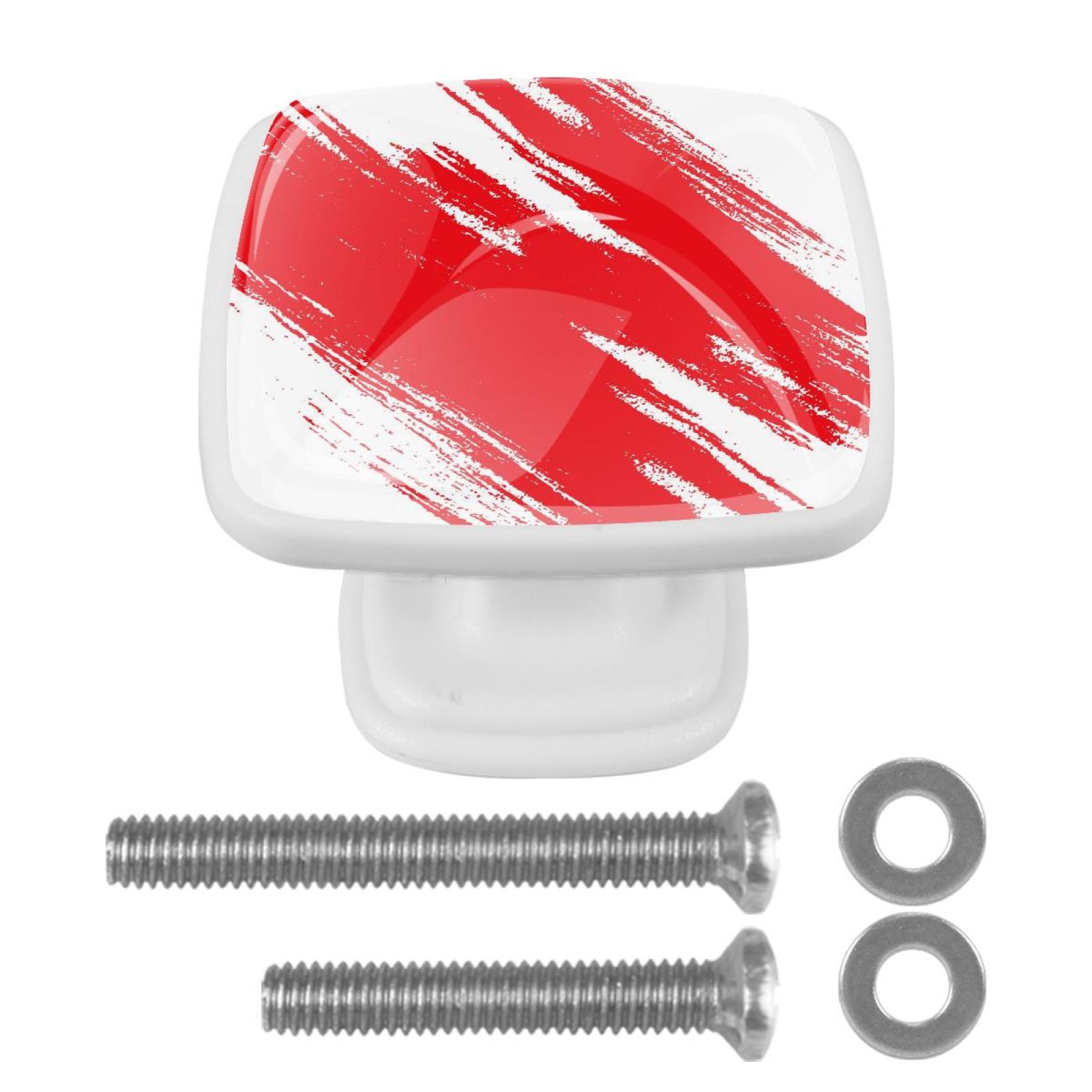 Ownta Red Square Glass Drawer Handles Knobs Pulls With Screws for ...