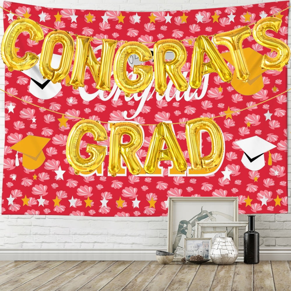 Graduation Backdrop with GRAD Balloons,Graduation Party Background ...