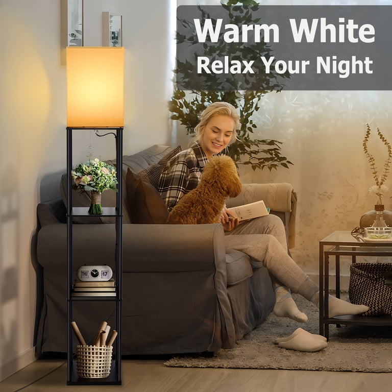 Standing Lamp RUNTOP Floor Lamp With Shelves, Modern Shelf Lamp For ...