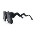 Bubbly Hazy Cloud Shape Rectangle Funky Runway Sunglasses All Black ...
