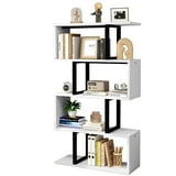 DEXTRUS S-Shaped 5-Tier Bookshelf, Wooden Geometric Z-Shelf, Open ...