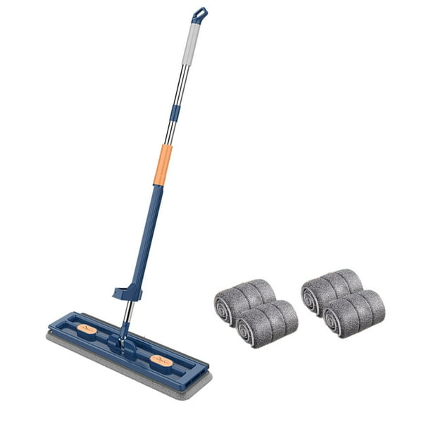 Unatoiry Blue Multi Purpose Flat Mops With Fiber Cloth Space Saving