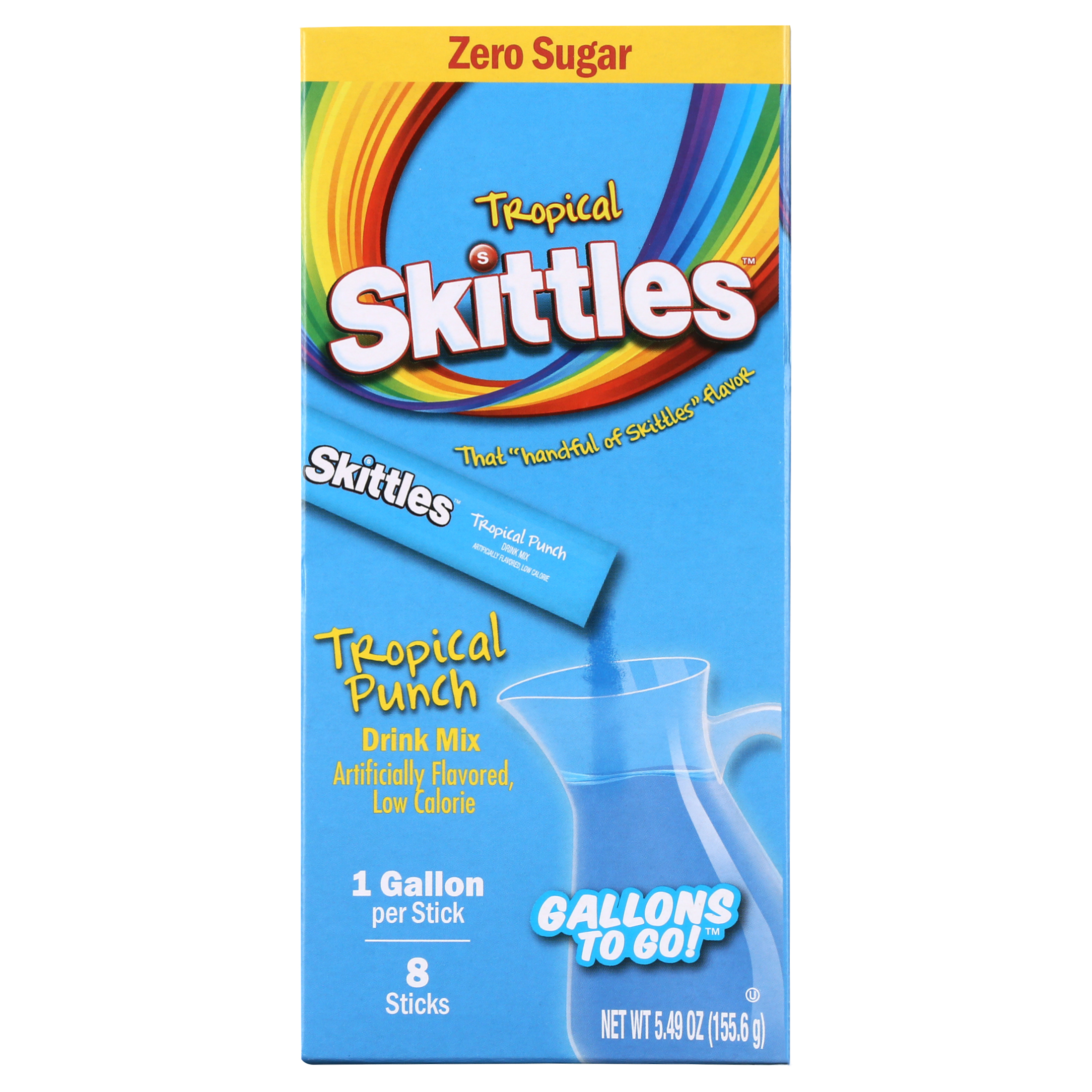 Skittles Zero Sugar Gallons To Go Powdered Drink Mix Tropical Punch 8