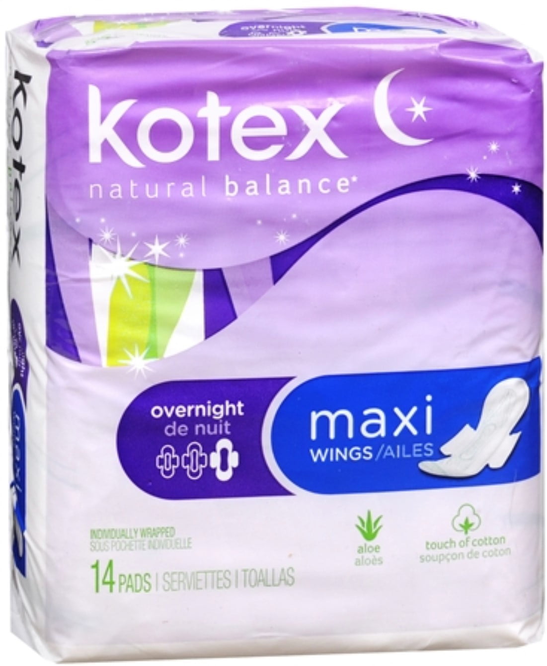 U by Kotex Maxi Pads With Wings Overnight, Unscented 14 ea (Pack of 3 ...