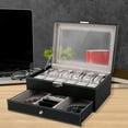 Uten 12-Slot PU Leather Watch Box with Storage Drawer, Watch Display ...