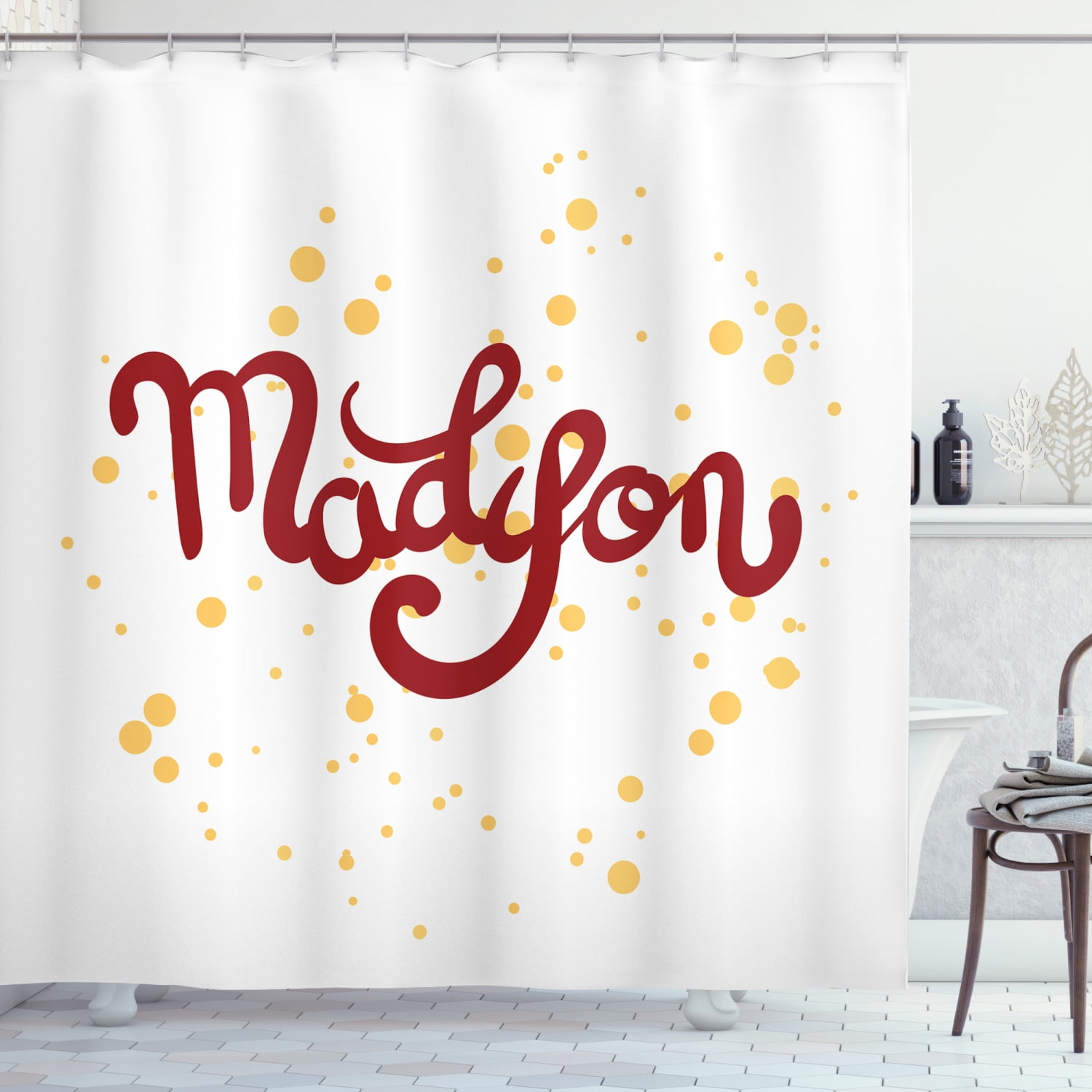 Ambesonne Madison Shower Curtain, Cursive Alphabet Design, 69"Wx70"L ...