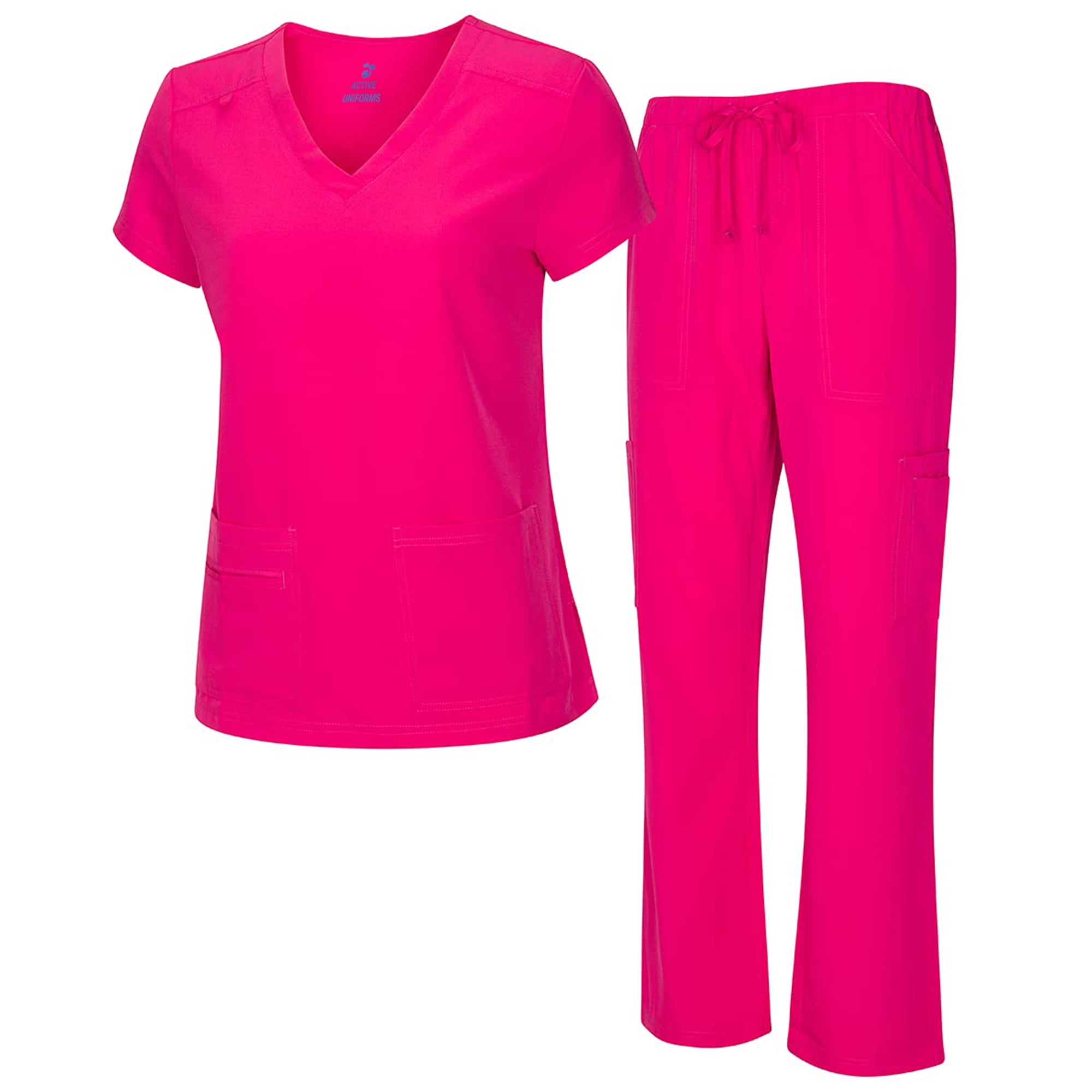 ACTIVE UNIFORMS Women's Breathable Cool Stretch Fabric Scrub Top and ...