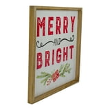 Northlight 16" Wooden Framed "Merry And Bright" Metal Christmas Sign ...