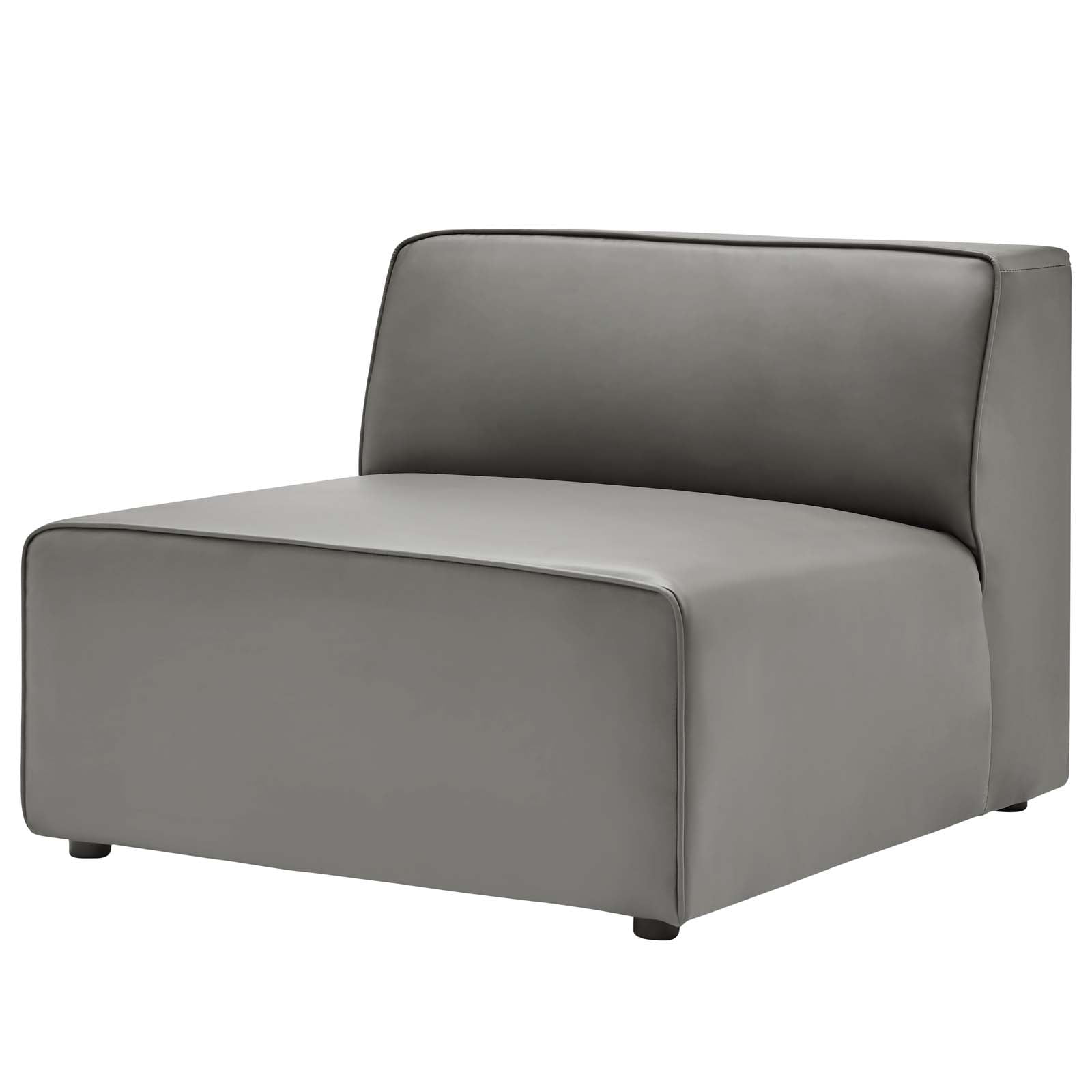 Sofa Middle Chair, Faux Vegan Leather, Grey Gray, Modern Contemporary ...