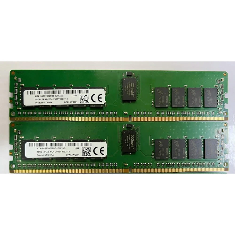 Pre-Owned FOR 1 Pcs MTA18ASF2G72PDZ-2G9E1 For RAM 16GB 16G 2RX8 DDR4 2933 PC4-2933Y ECC Server ...