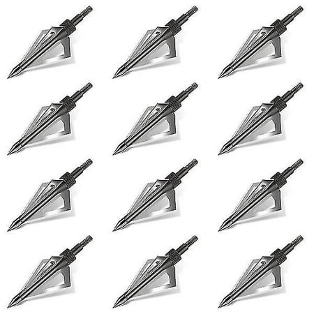 12pcs Hunting Broadheads With Storage Boxes 100 Grains 3 Blade Broad Screw Tips Arrow Heads ...