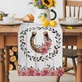 Burlap Table Runner 120 Inches Long, Spring Pink Rose Flower Leaf Non ...