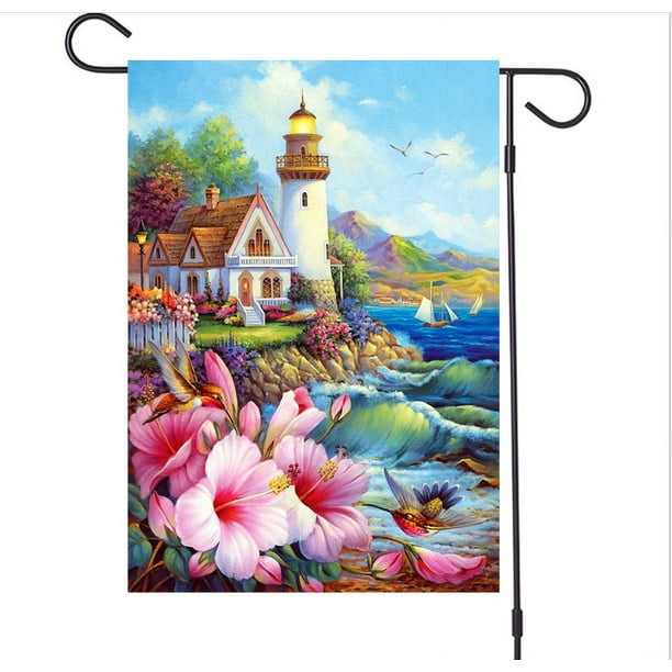Spring Summer Garden Flag Double Sided Watercolor Flowers Bird ...