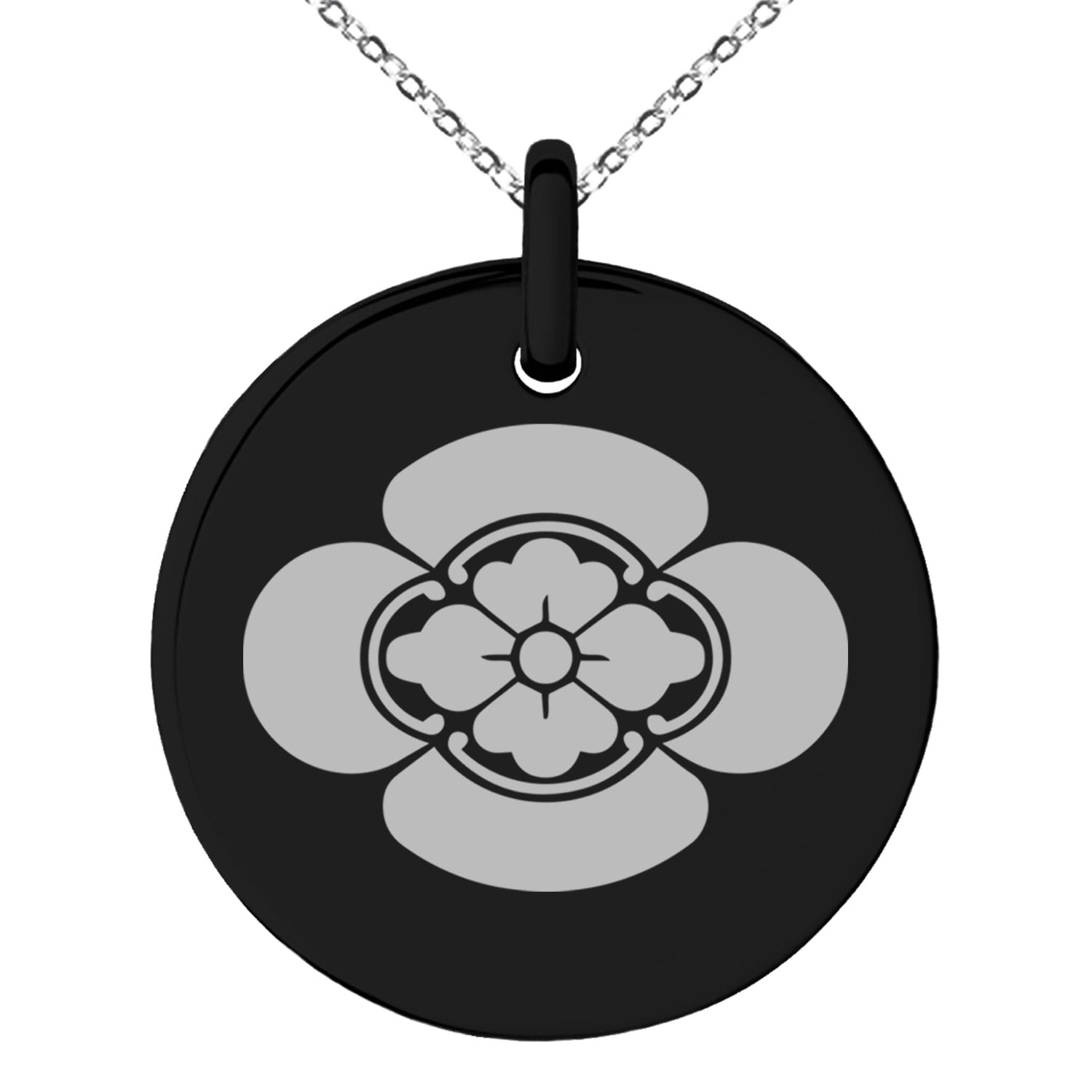 Stainless Steel Ikeda Samurai Crest Engraved Small Medallion Circle ...