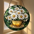 Butterfly Daisy Window Suncatcher, Stained Glass Teacup Art Decor ...