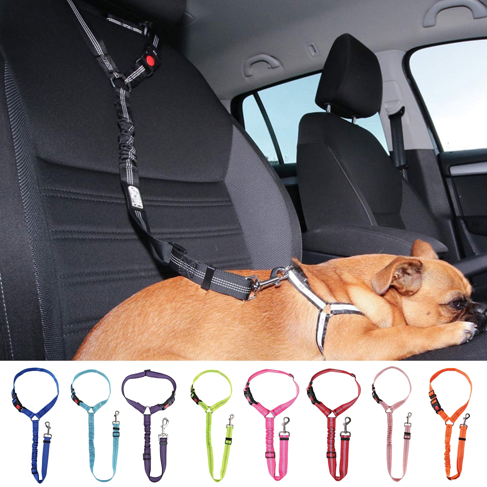 Visland Dog Cat Safety Seat Belt Strap Car Headrest Reflective Nylon ...