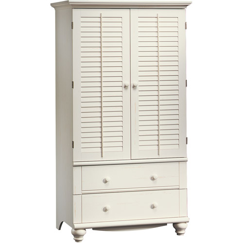 Sauder Harbor View Armoire, Anitiqued White - Walmart.com
