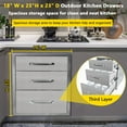 18 x 23 Inch Outdoor Kitchen Drawers, Stainless Steel Triple Access BBQ ...