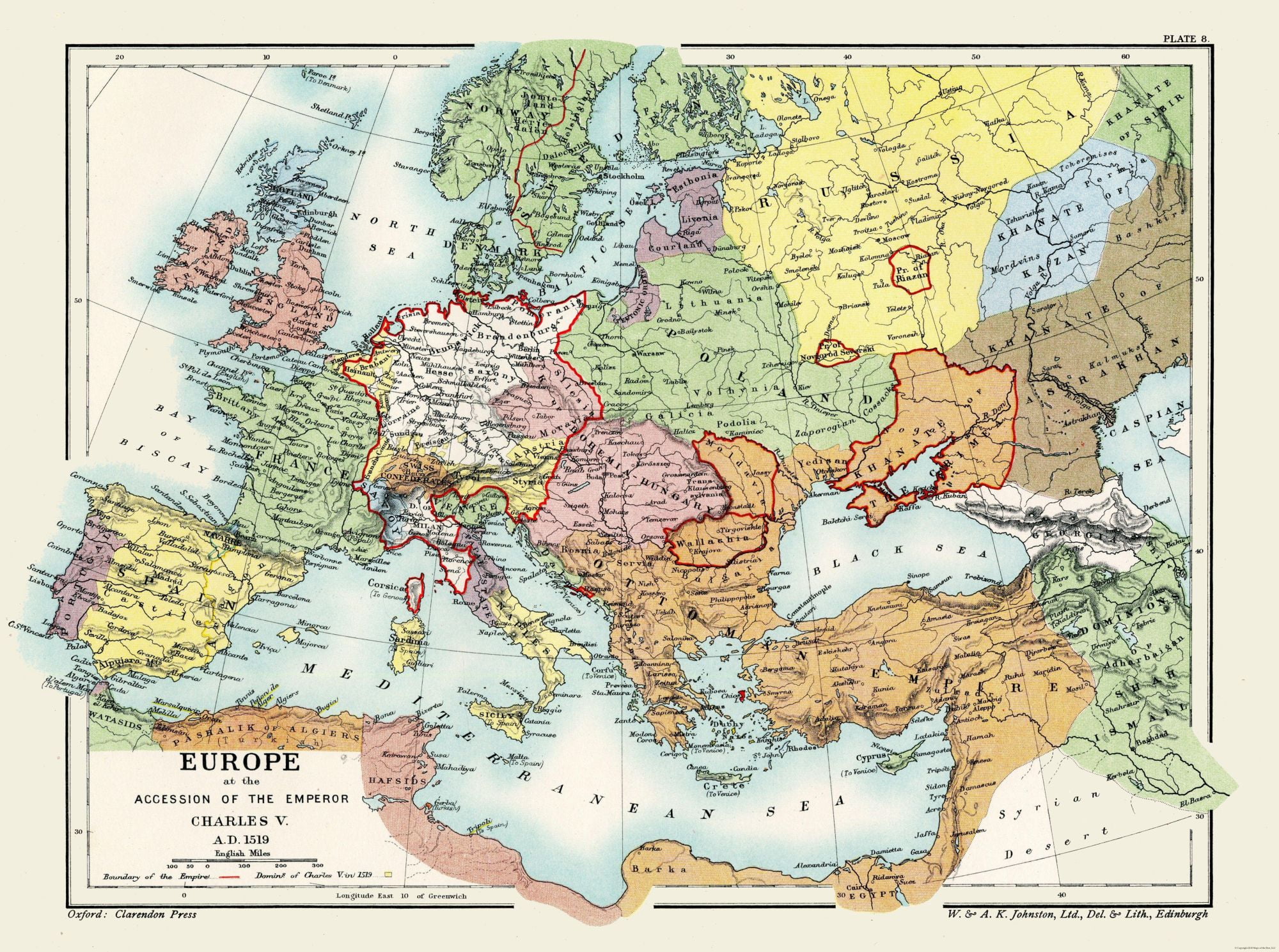 Europe Charles V 1519 AD - Poole 1902 - 23.00 x 30.89 - Matte Canvas ...