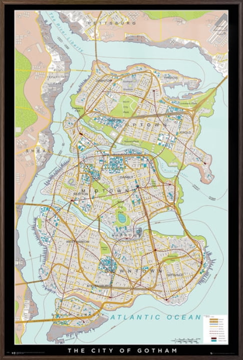 Batman - Framed DC Comics Poster / Print (Gotham City Map) (Size: 24" x ...
